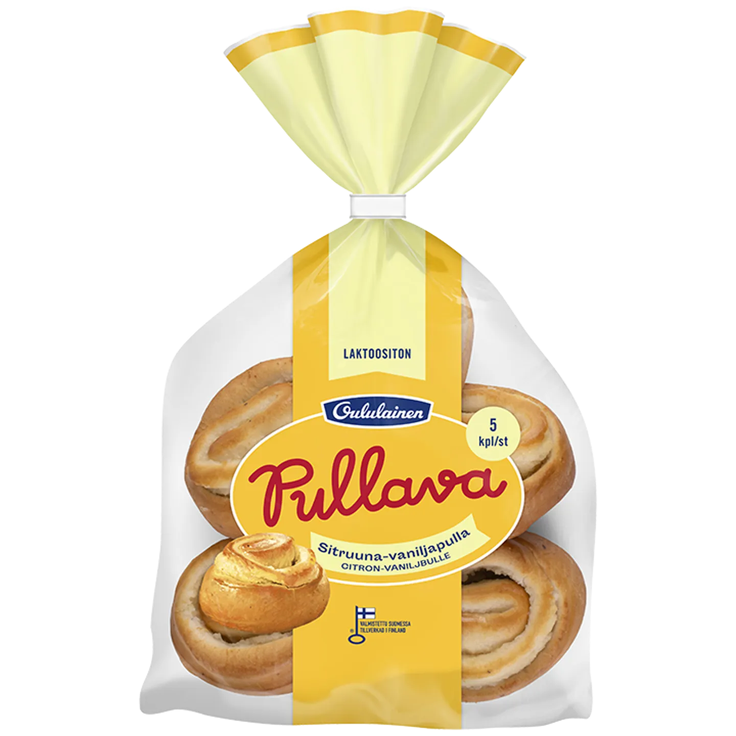 Oululainen Pullava Sitruuna-vaniljapulla 5kpl 275g - Oululainen.fi